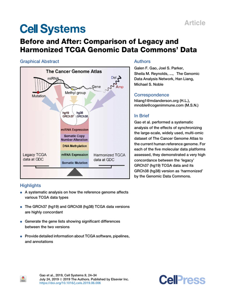 Mmc2 - So Sánh Legacy Và Harmonized Dữ Liệu Trên GDC - Viết Tổng Quan | PDF | Gene Expression ...