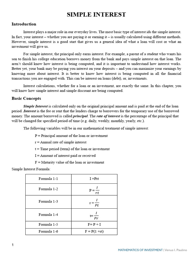 4 Lesson 3 Simple Interest | PDF | Interest | Debt