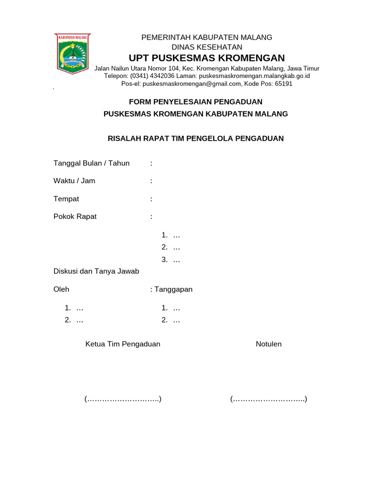 Form Penyelesaian Pengaduan | PDF