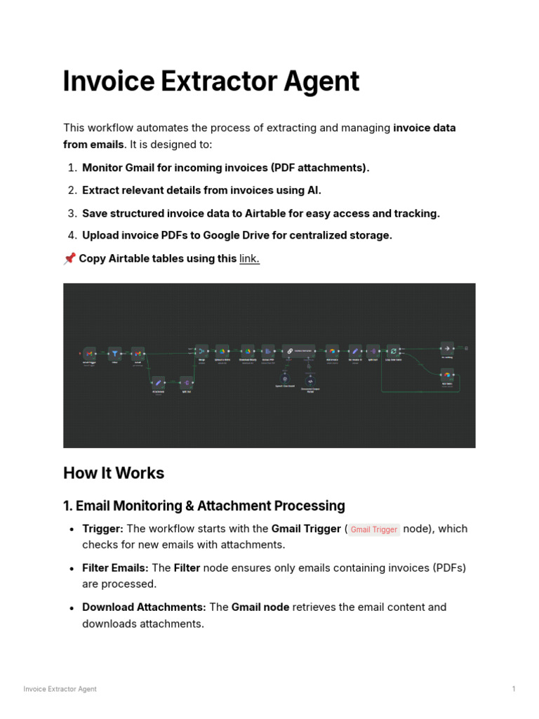 1 - Invoice Extractor AI Agent | PDF | Gmail | Data