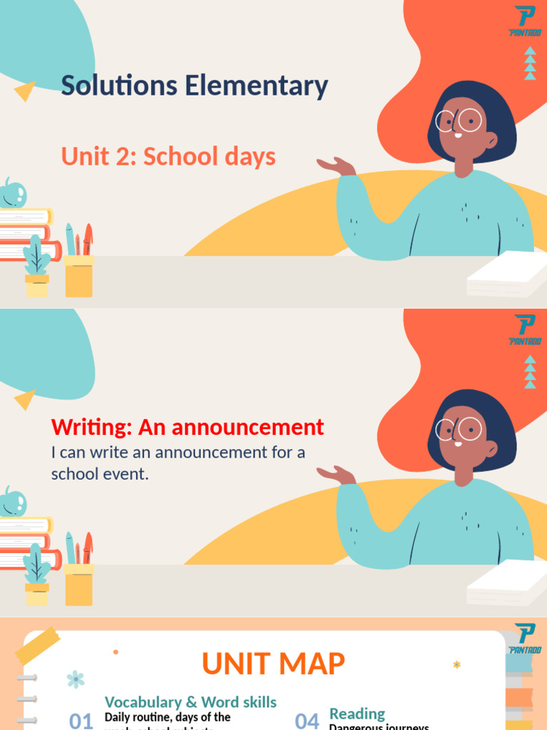 Solutions Elementary - Unit 2F - School Days (Writing) | PDF | Languages | Foreign Language Studies