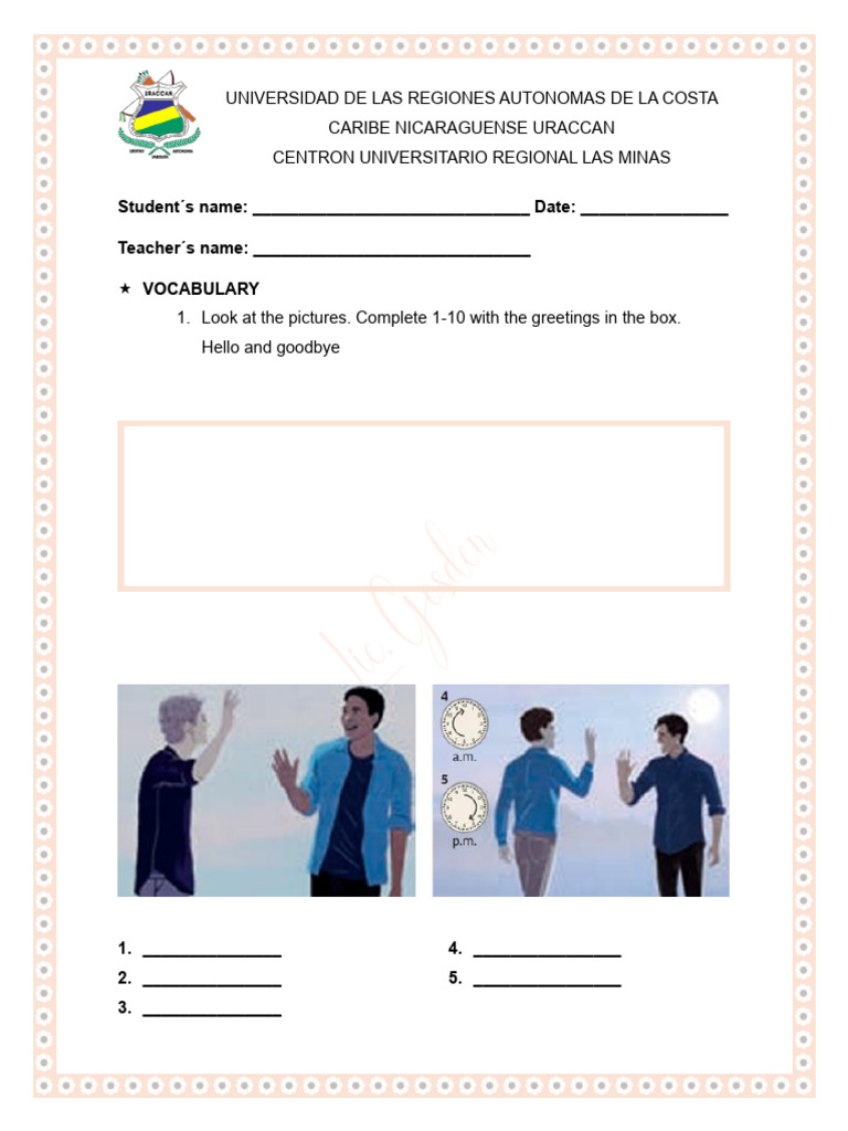 Greeting Vocabulary | PDF