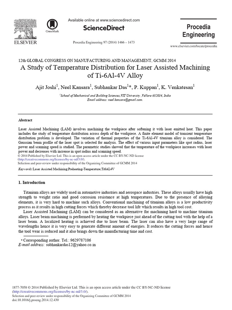 A Study of Temperature Distribution For Laser Assi | PDF | Machining | Laser