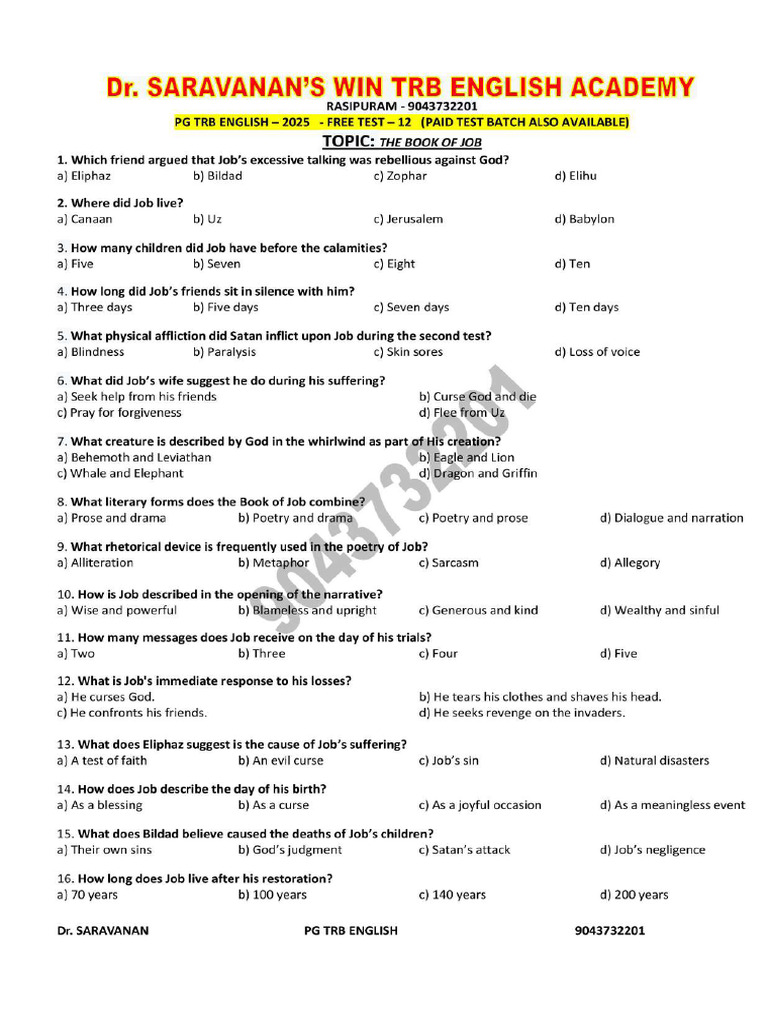 Dr. Saravanan's Win Test 12 | PDF