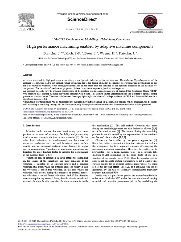 High Performance Machining Enabled by Adaptive Machine Components | PDF ...