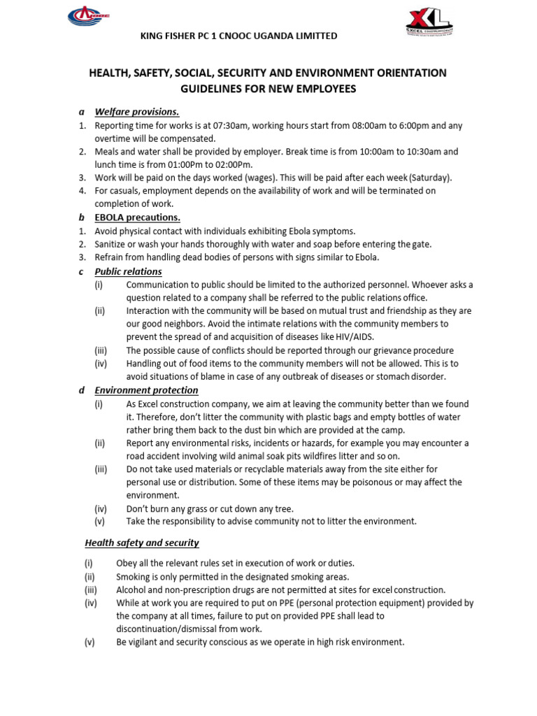 Safety Orientation Guidelines For New Employees-1 | PDF