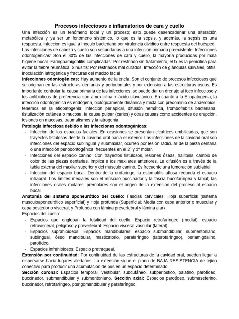 Procesos Infecciosos e Inflamatorios de Cara y Cuello | PDF | Infección ...