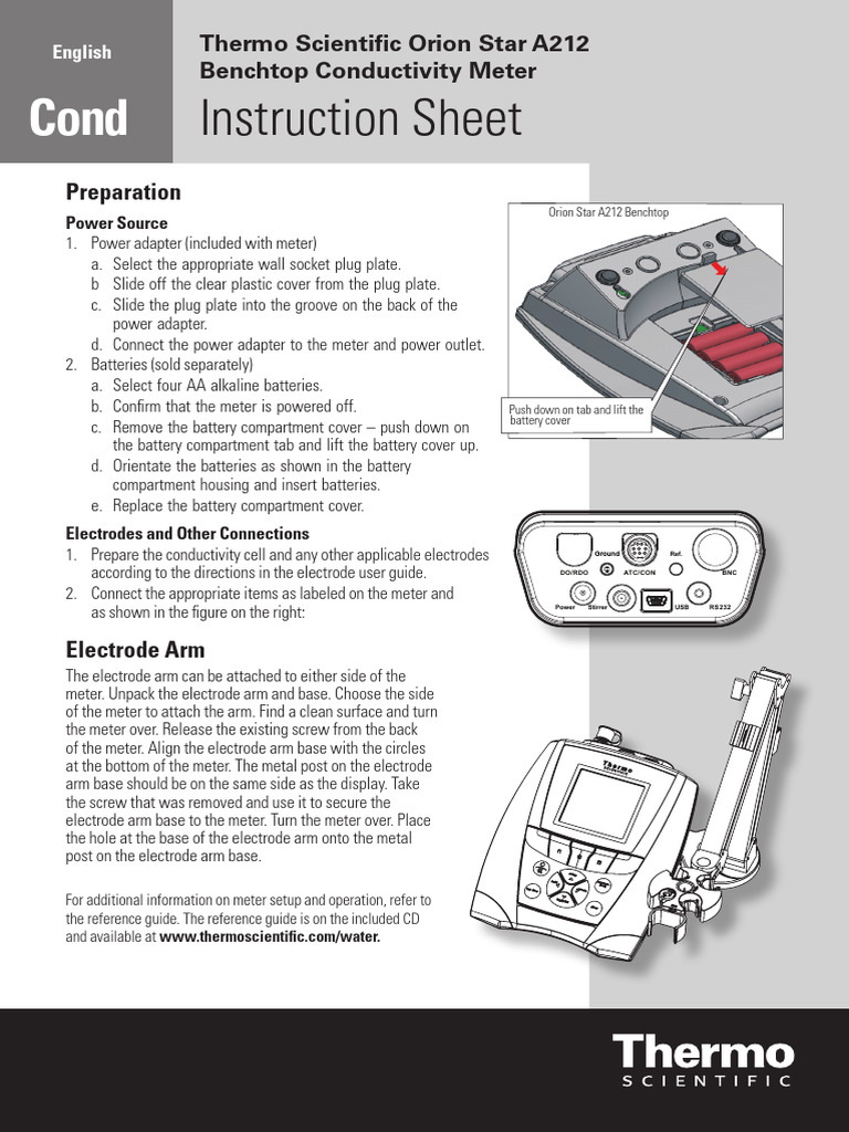 Orion Star A212 Conductivity Meter Guide | PDF | Menu (Computing ...