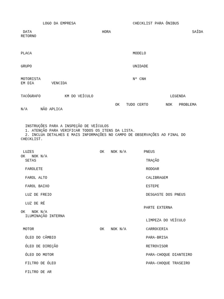 692505932-Checklist-de-Onibus | PDF | Motores | Veículo motorizado
