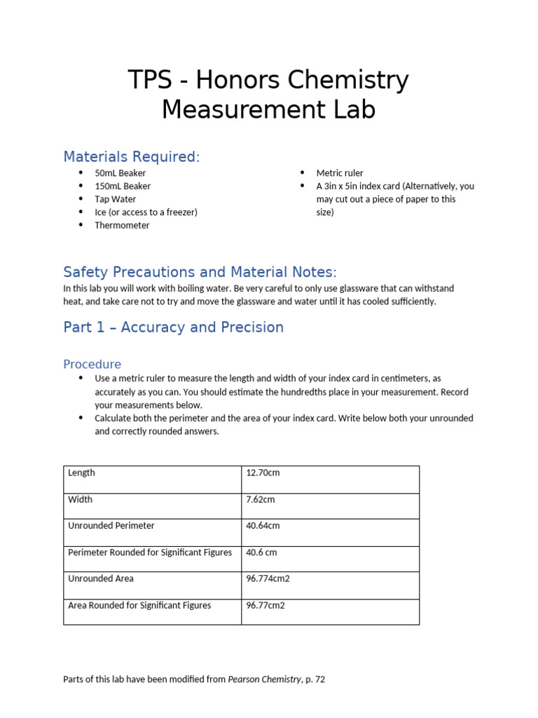 Lab Measurement and Phase Change Honors Chemistry | PDF | Ice | Melting ...