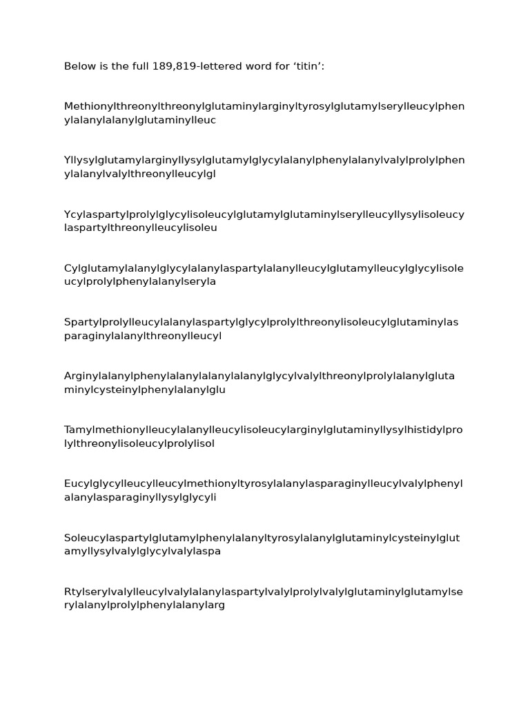 Full IUPAC Name of Titin | PDF