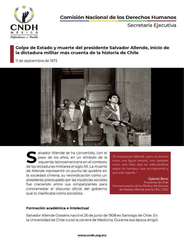 Golpe de Estado y muerte de Allende en 1973 | PDF | Chile