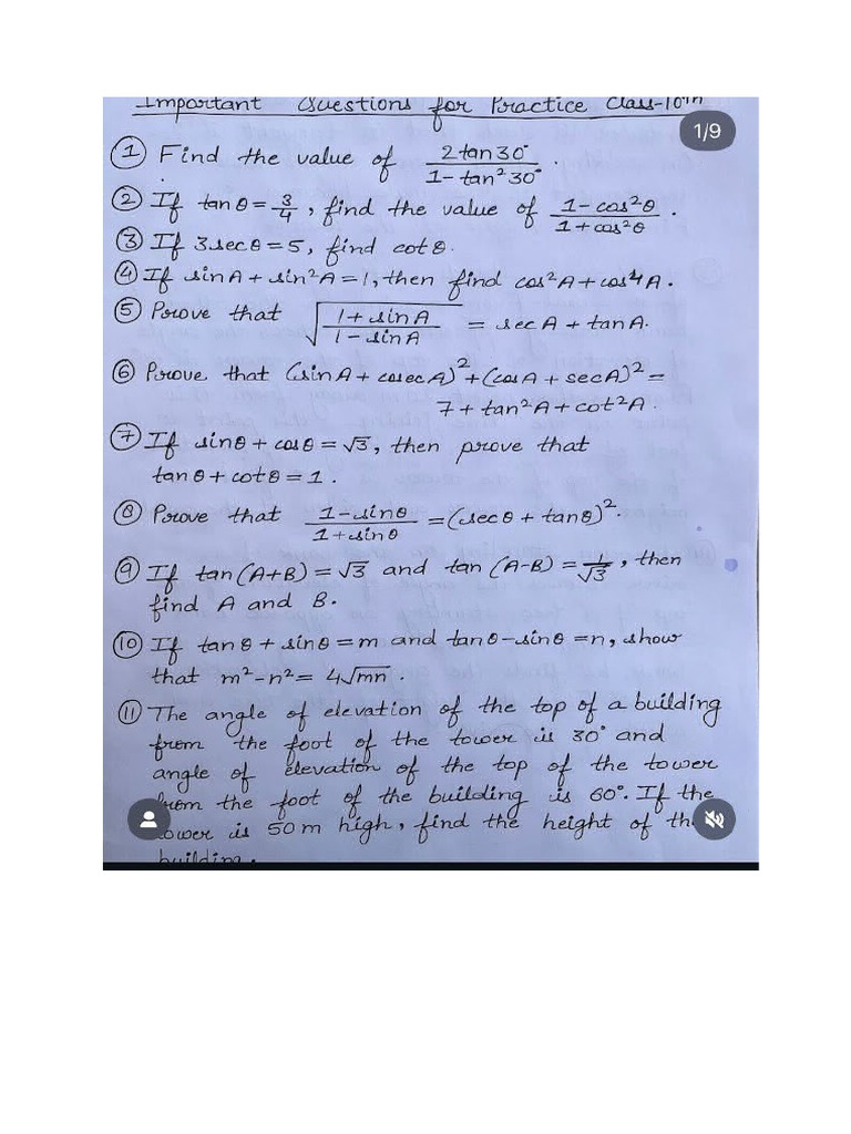 Math Important Questions | PDF