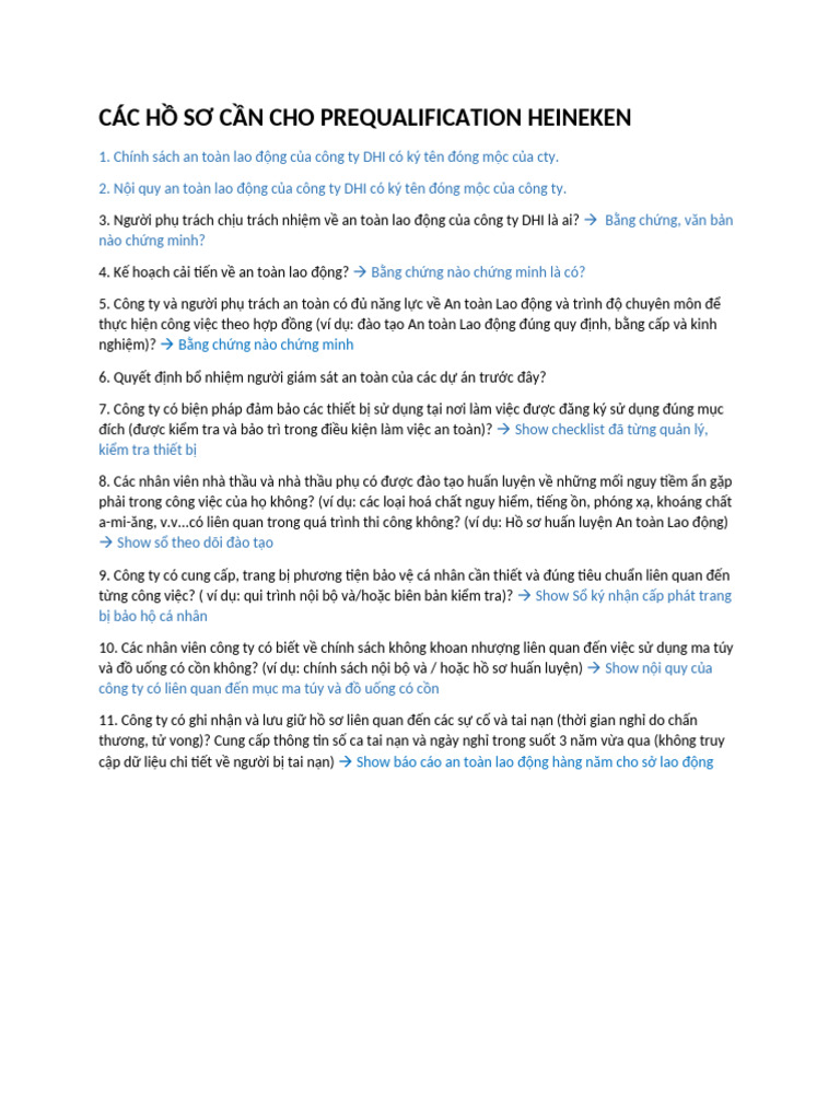 Các Hồ Sơ Cần Cho Prequalification | PDF