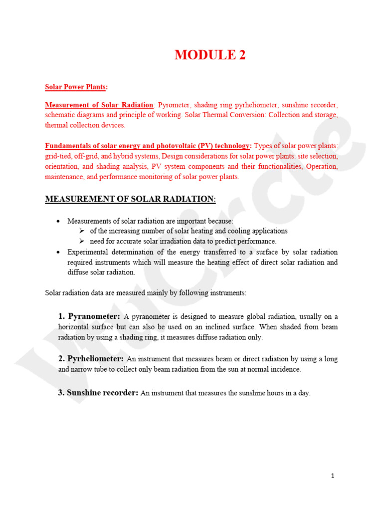 Solar Radiation Measurement Techniques | PDF | Energy Storage ...