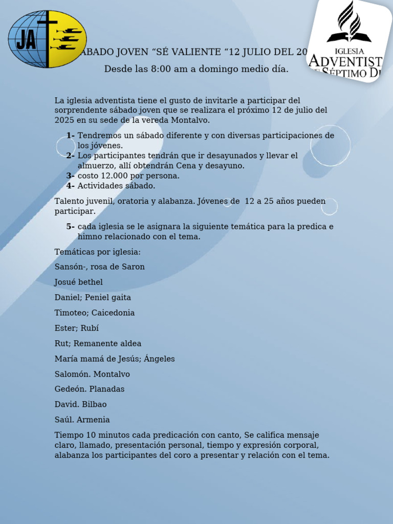 SÁBADO JOVEN 12 de Julio Montalvo | PDF