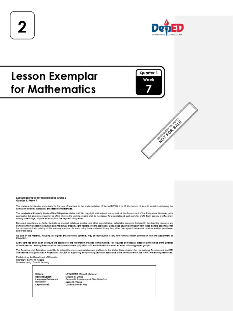 LE Math 2 Q1 Week 7 v.2 For-Sign-Off | PDF | Copyright | Arithmetic