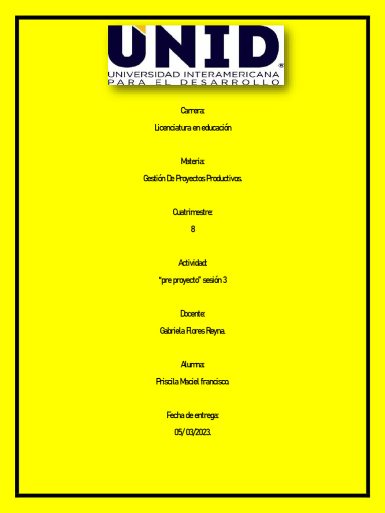 Pre Proyecto Gestion de Proyecto Productivo PDF | PDF | Gestión de recursos humanos | Enseñando