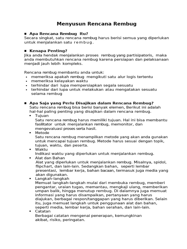 Menyusun Rencana Rembug | PDF