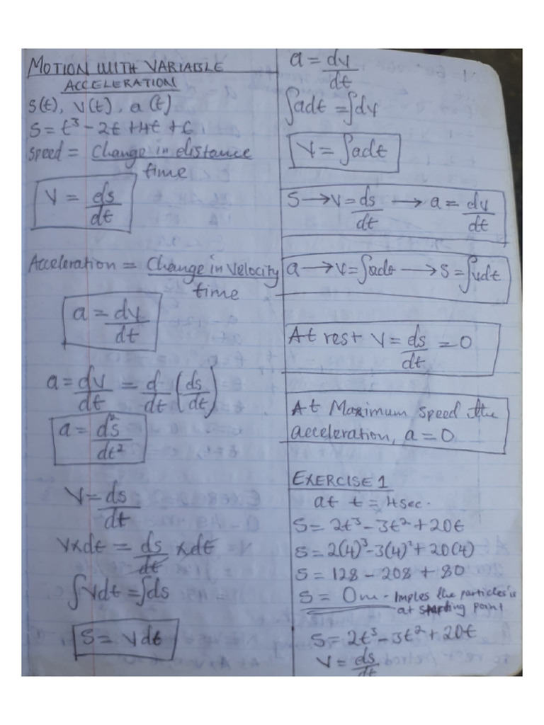 Solved Answers For Tablik On Motion With Variable Acceleration. | PDF