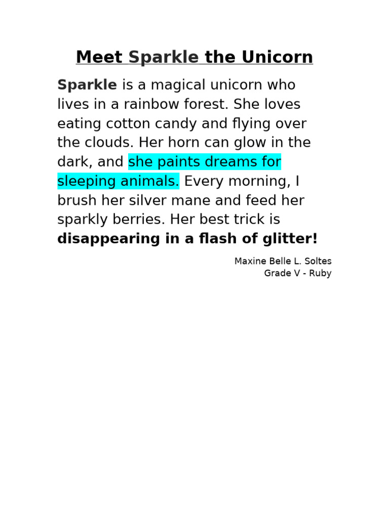 Sparkle The Unicorn | PDF