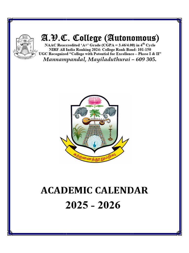 Academic Calendar (A5) - 2025-26 | PDF
