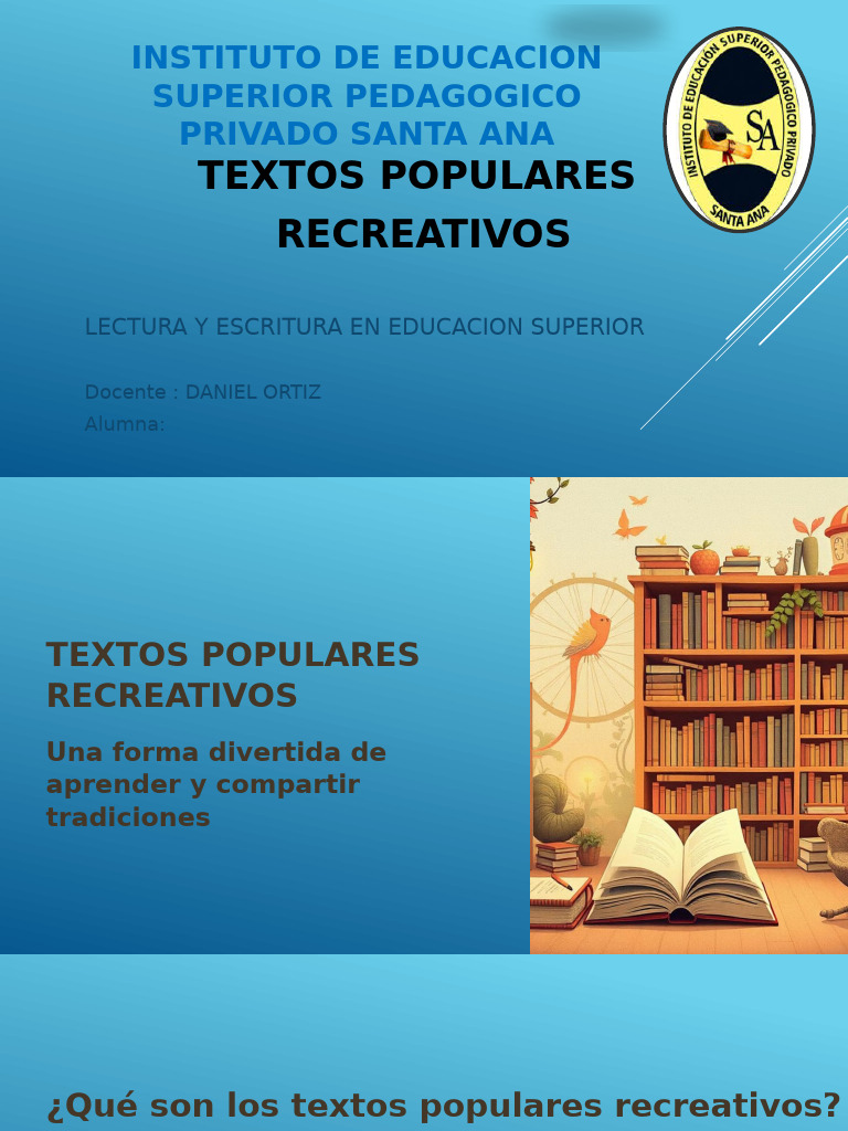 Textos Populares Recreativos en Educación | PDF | Aprendizaje ...