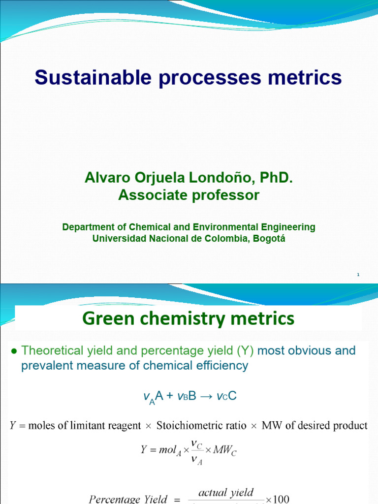 Green Engineering Metrics | PDF | Chemical Substances | Chemistry