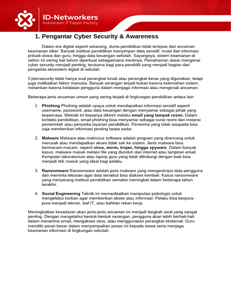 Pengantar Cyber Security & Awareness | PDF
