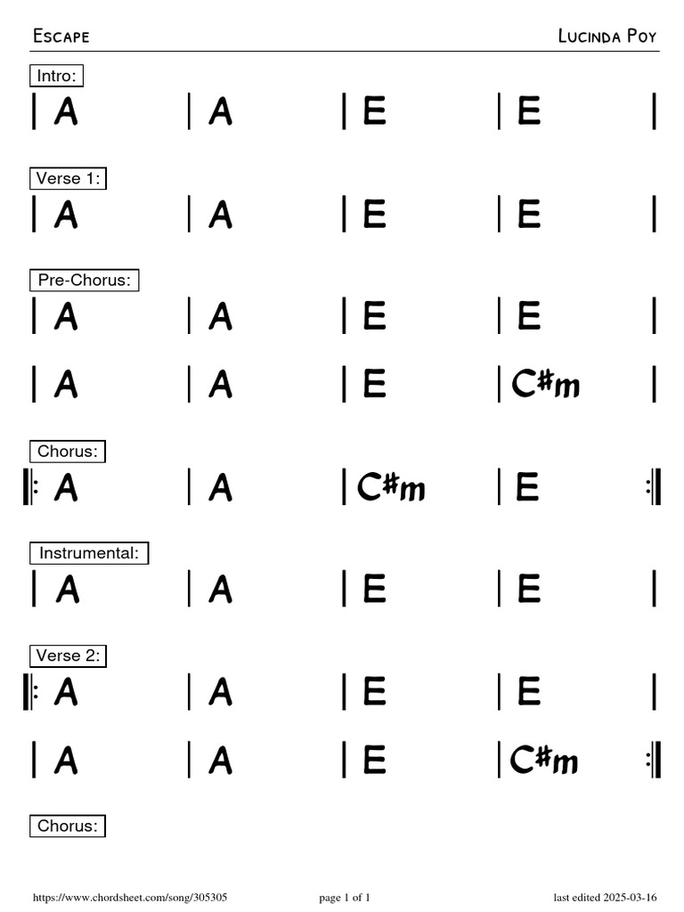 Escape Chart | PDF | Oral Literature | Songs