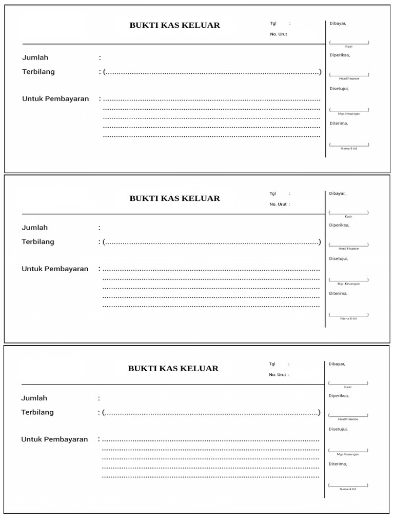 Format Form BKK (Bukti Kas Keluar) | PDF