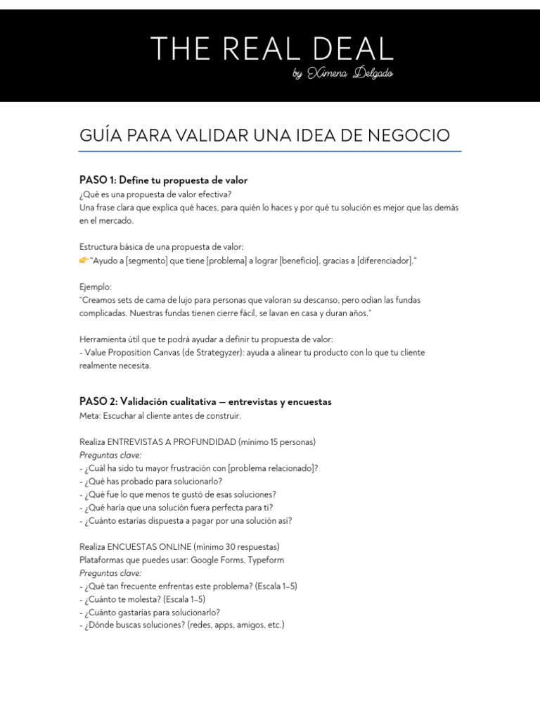 Guía para Validar Una Idea de Negocio | PDF