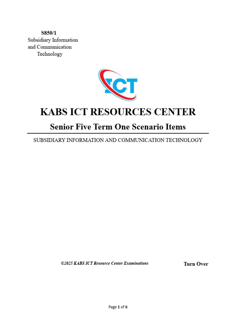Senior Five ICT Scenario Items Guide | PDF | Educational Technology ...