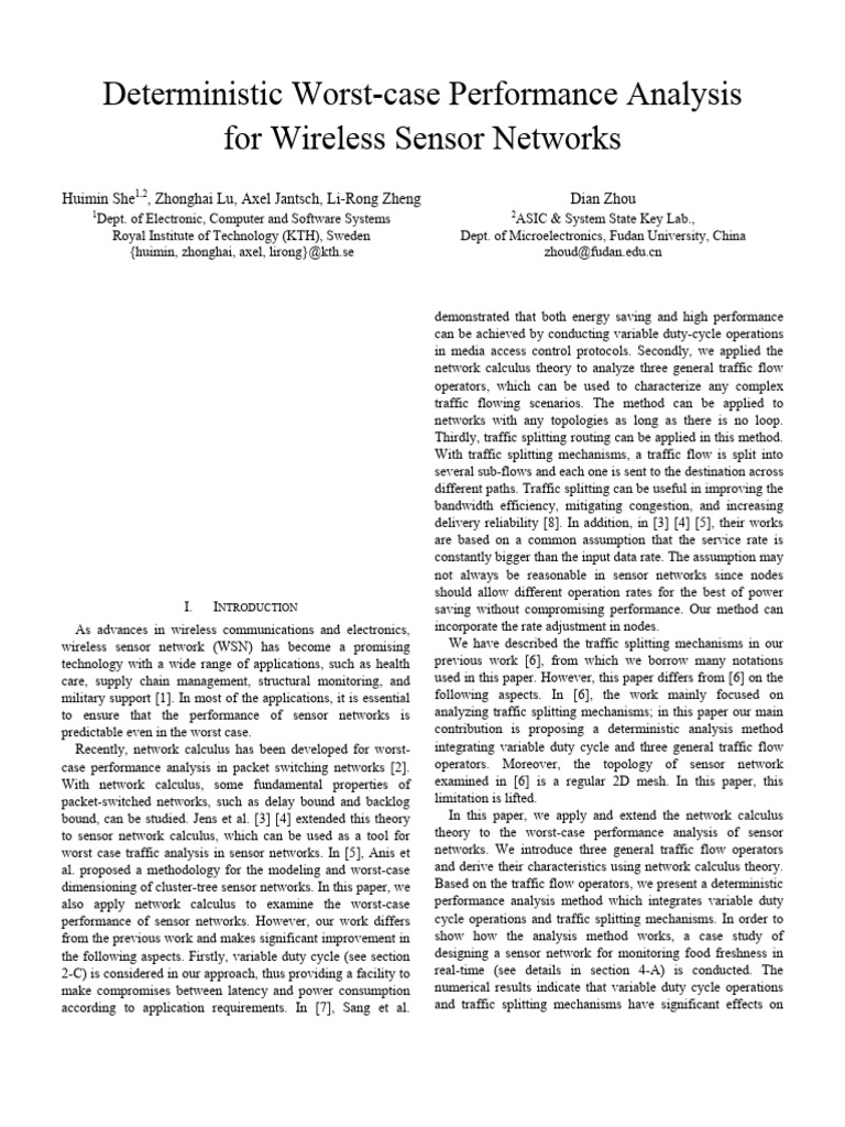 Deterministic Performance Analysis WSN | PDF | Computer Network | Wireless Sensor Network