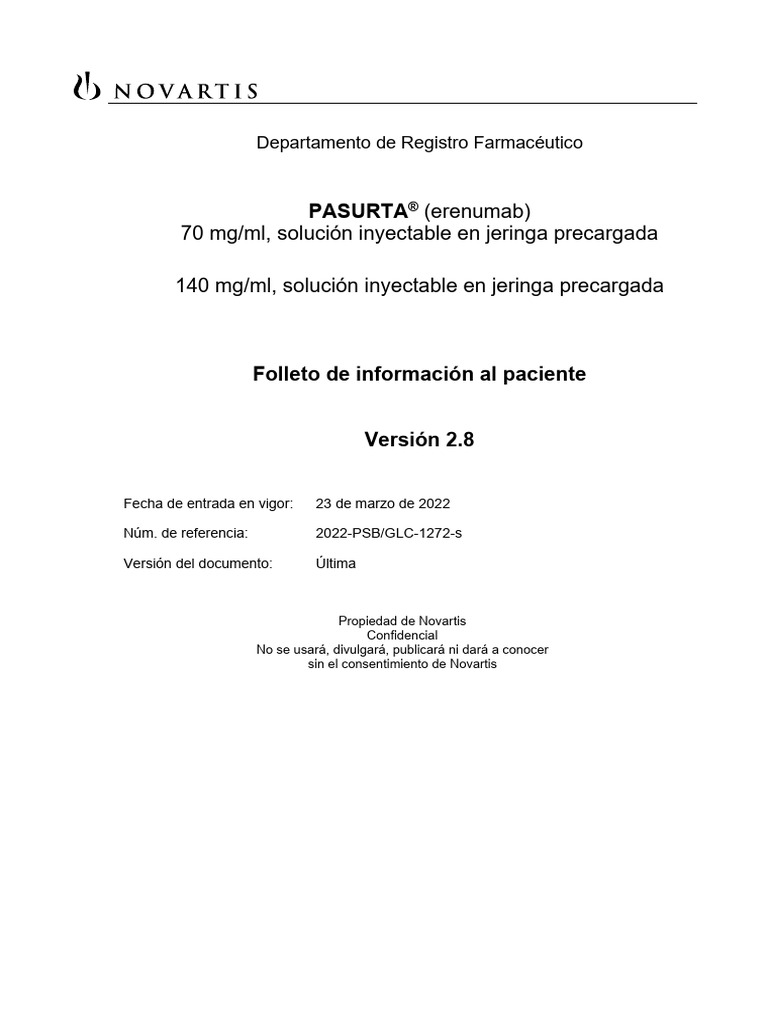 Pasurta - Folleto Paciente 1272-s | PDF | Inyección (medicina ...