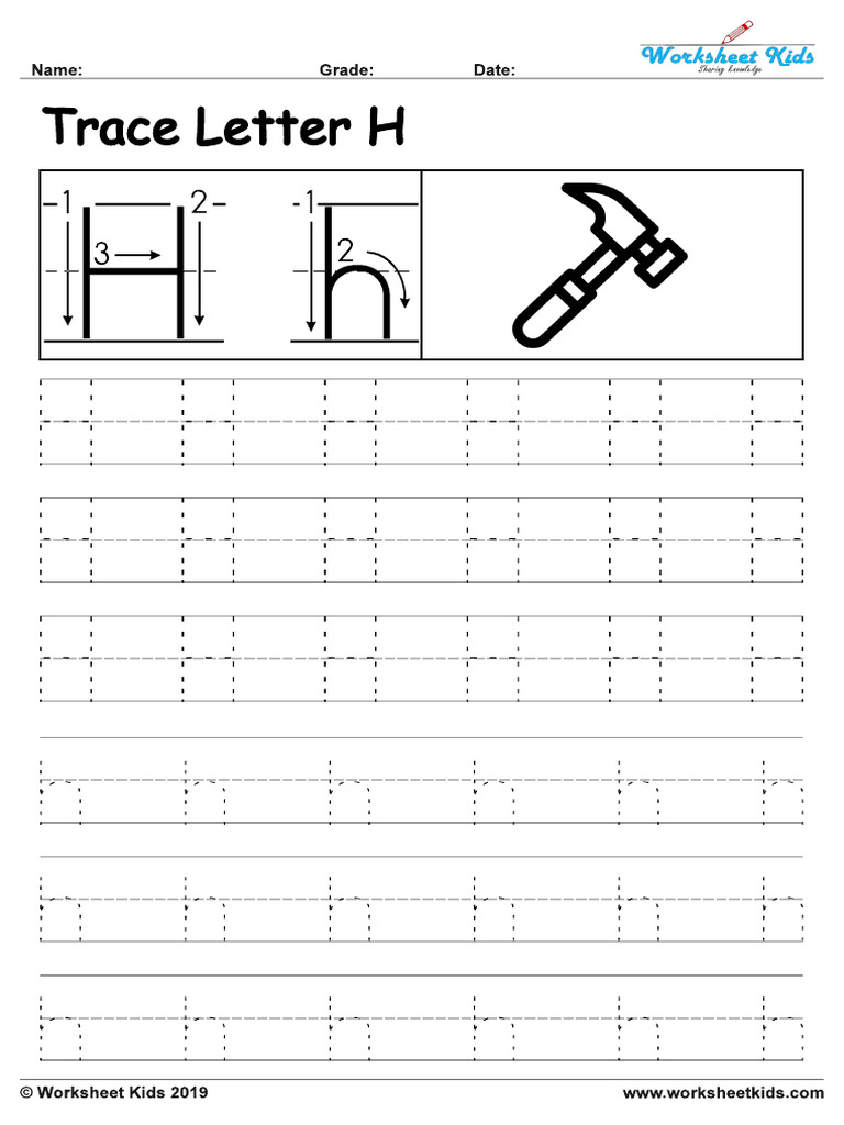 Alphabet Letter H Writing Practice Sheet | PDF