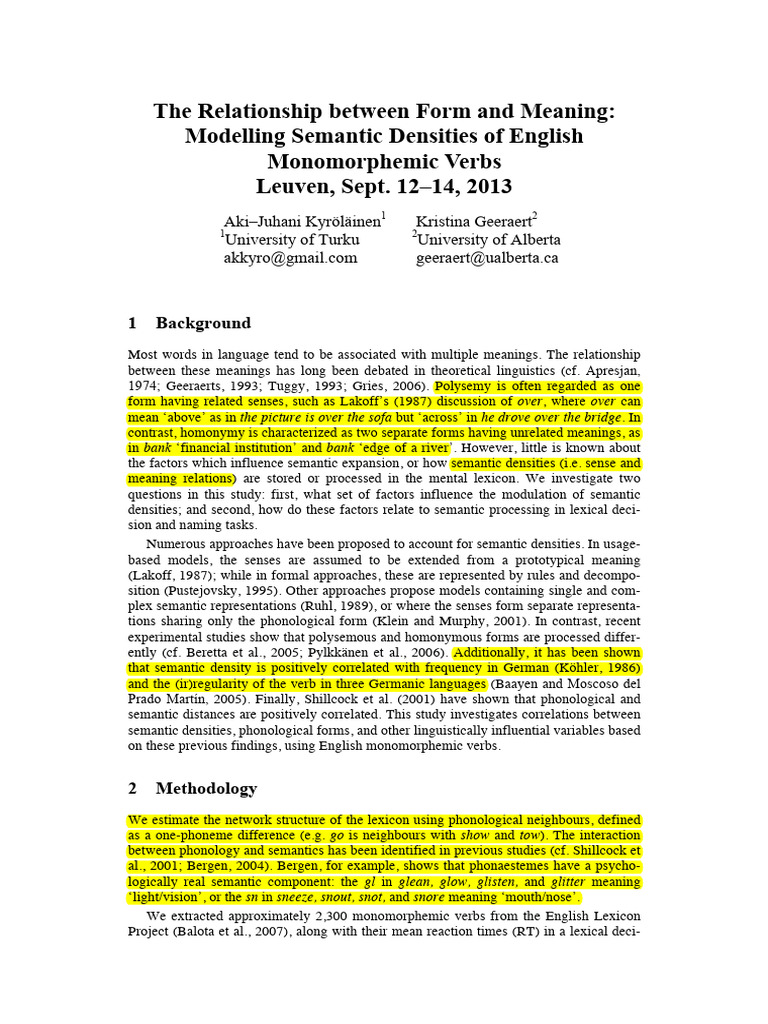 Aki.J Kyröläinen - Kristina Geeraert - The Relationship Between Form and Meaning Modelling ...
