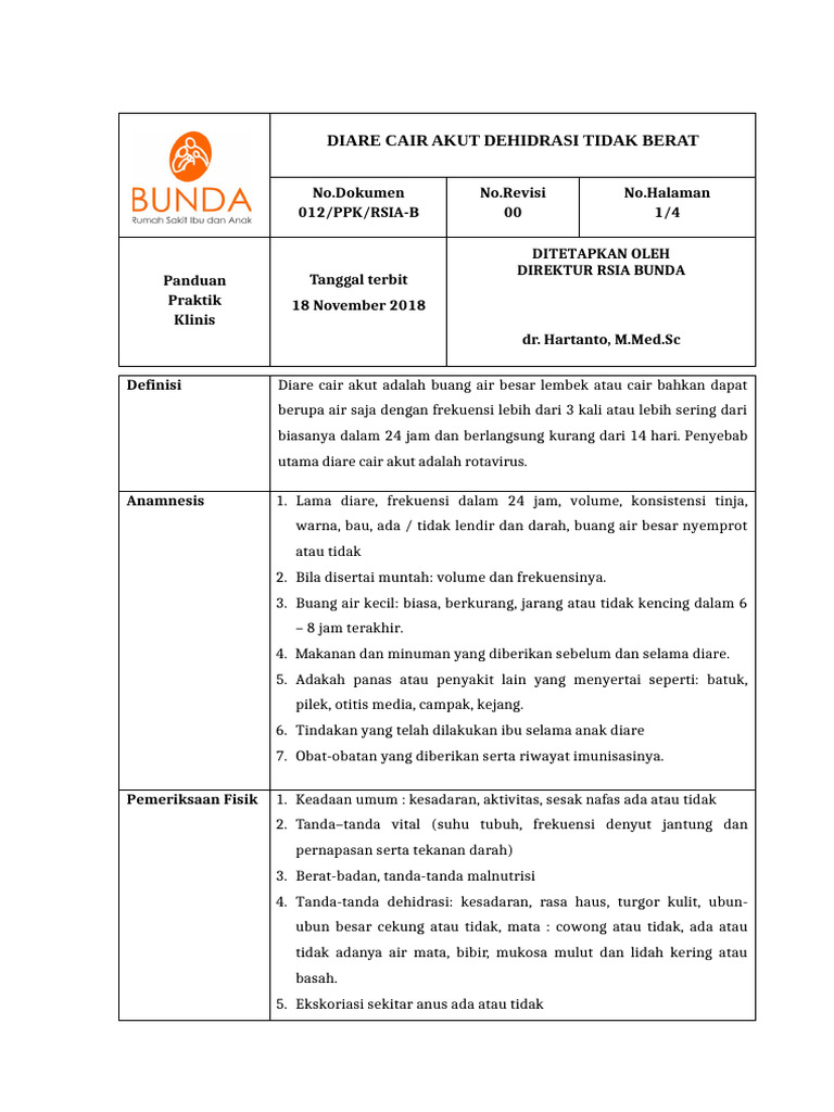 Panduan Diare Cair Akut Dehidrasi Ringan | PDF