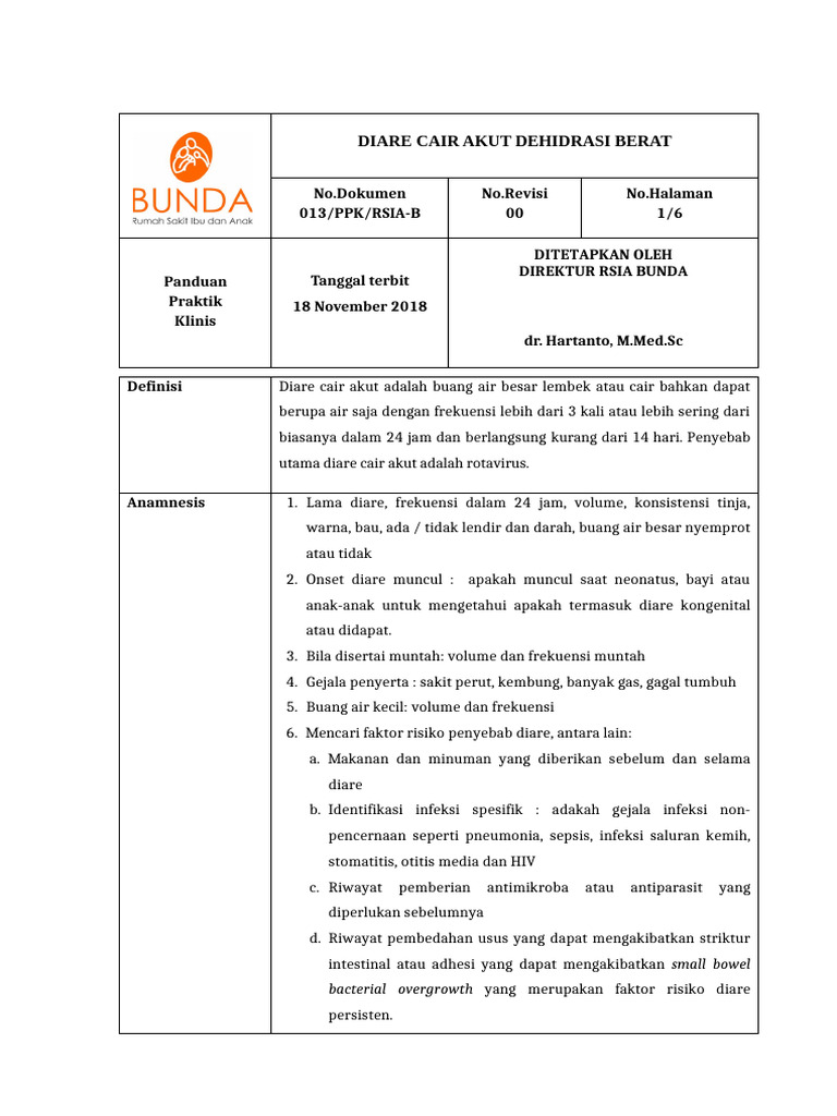 Panduan Diare Cair Akut Dehidrasi Berat | PDF