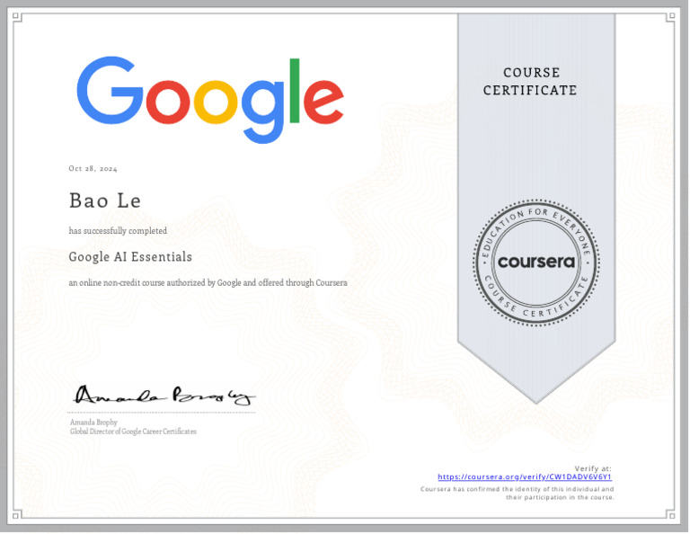 10-2024 - Coursera AI Essentials | PDF