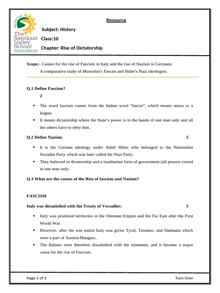Causes of Fascism and Nazism Explained | PDF | Fascism | Nazi Germany