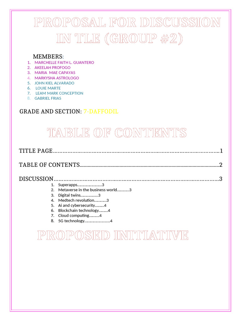 Proposal For Discussion (For Tle Purposed) | PDF