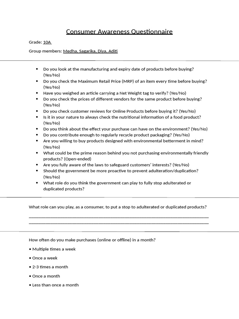 Consumer Awareness Survey Insights | PDF | Consumer Protection | Business