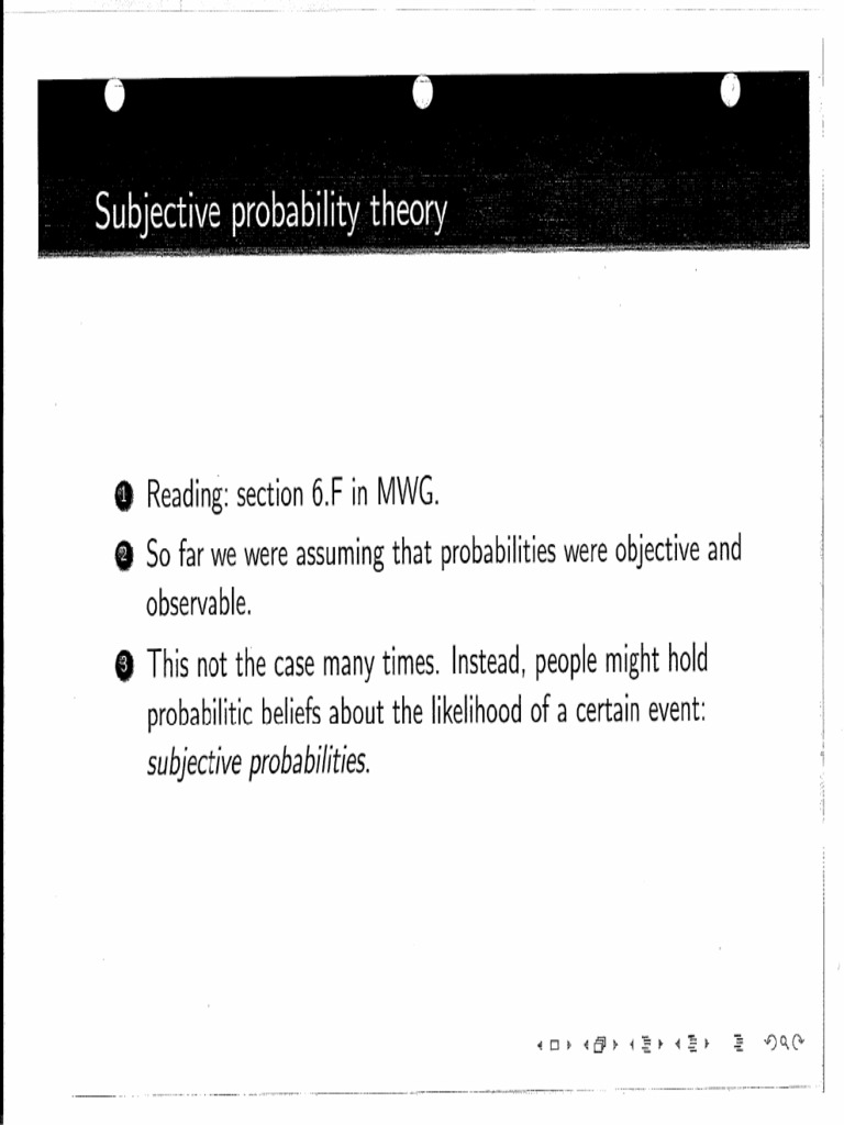 Subjective Probability Theory Scanned Slides | PDF