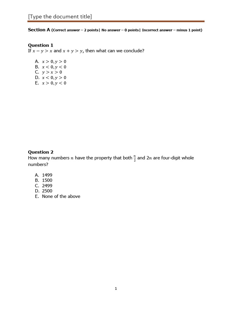 Math Problem Set with Solutions | PDF
