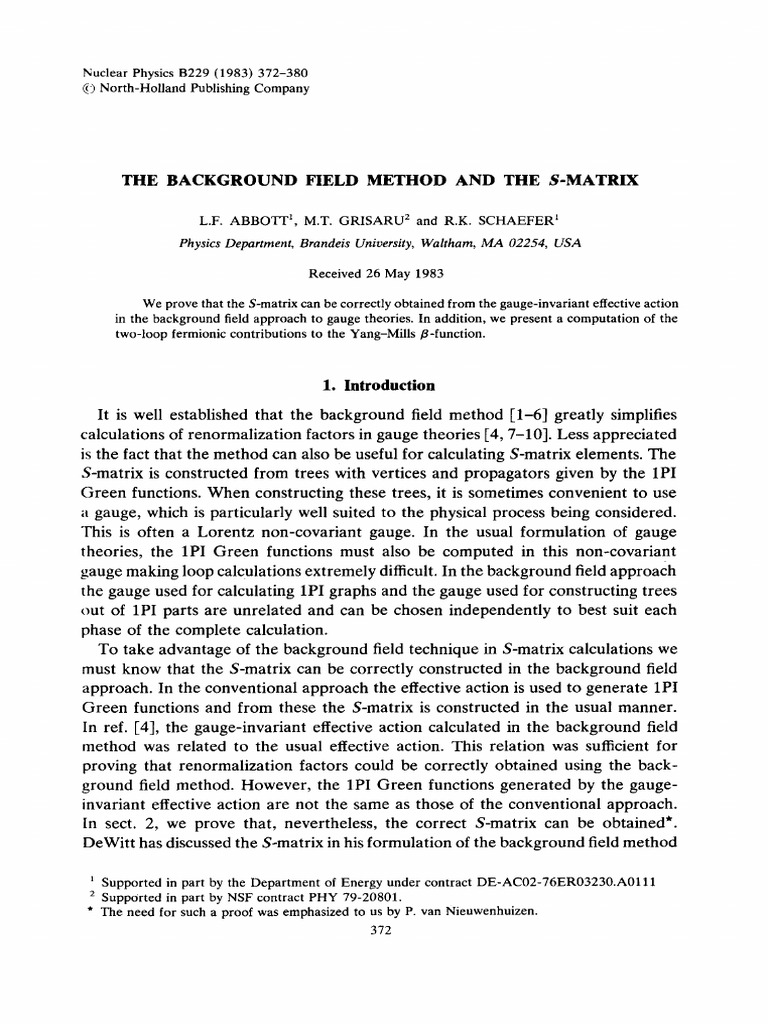 Background Field Method and The S Matrix | PDF | Gauge Theory ...