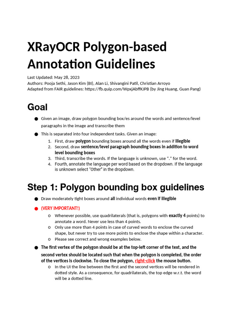 XRayOCR Polygon-Based Annotation Guidelines | PDF | Vertex (Geometry) | Text