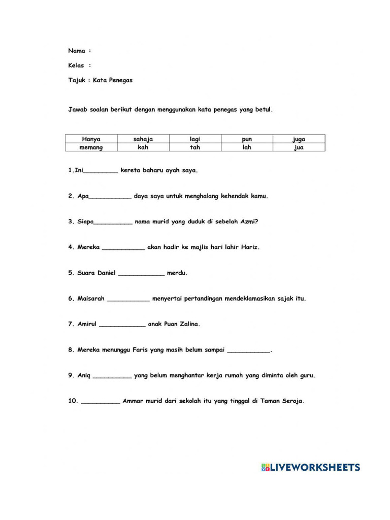Latihan Kata Penegas (11.7.2025) | PDF