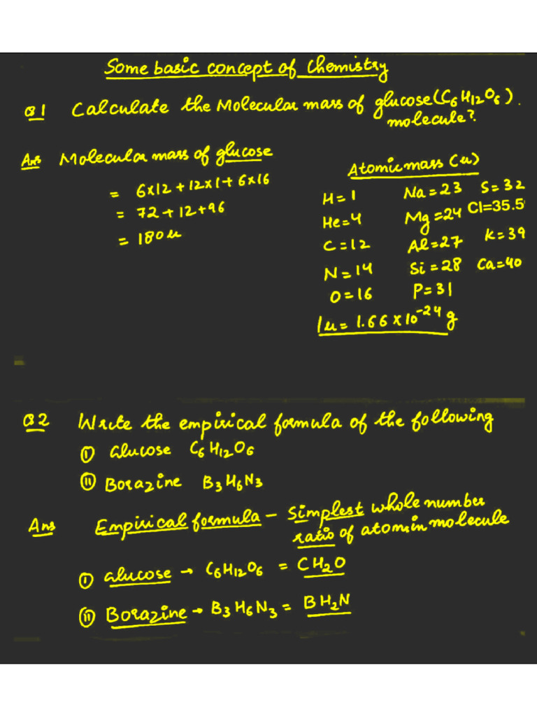 Some Basic Concepts of Chemistry Most Important Questions | PDF