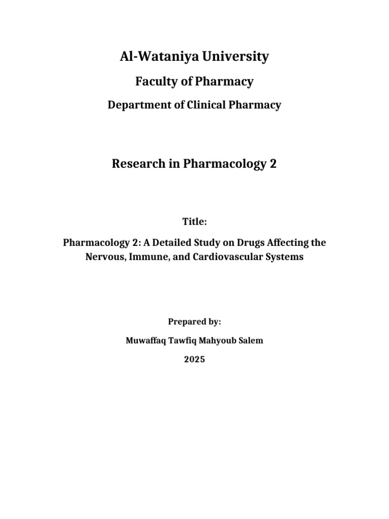 Pharmacology 2 Research - Muwaffaq Tawfiq | PDF | Selective Serotonin ...